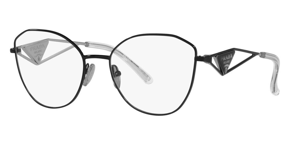 PRADA PR 52ZV Women's Cat Eye Eyeglasses - Black Metal Frame with Clear ...