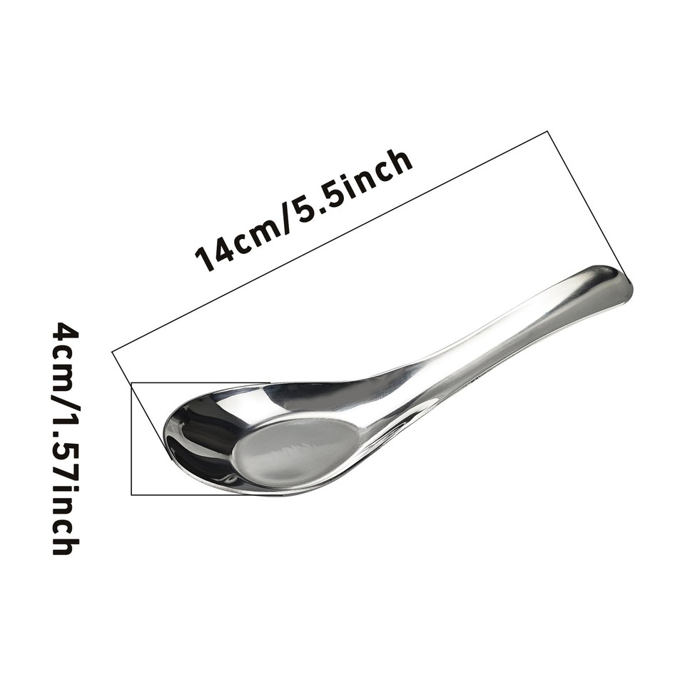 2PCS 5.5” Stainless Steel Soup Spoons, Mirror Polished Long Handle ...