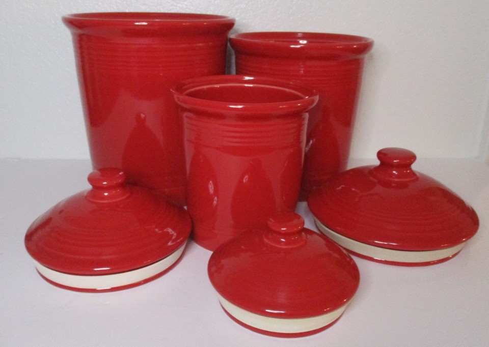 Fiestaware Canister Set 3 pcs Scarlett Red Discontinued | eBay