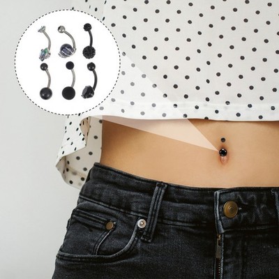 6 Pcs 1 Set Stainless Steel Navel Rings Comfortable Fashionable Belly ...