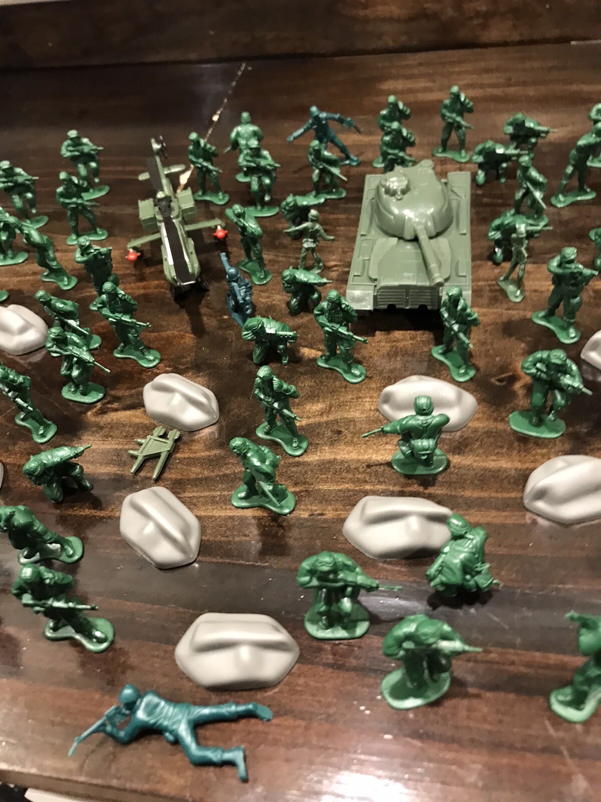 Huge Lot Of Green Military Play Soldiers Army Men A Tank, Helicopter ...