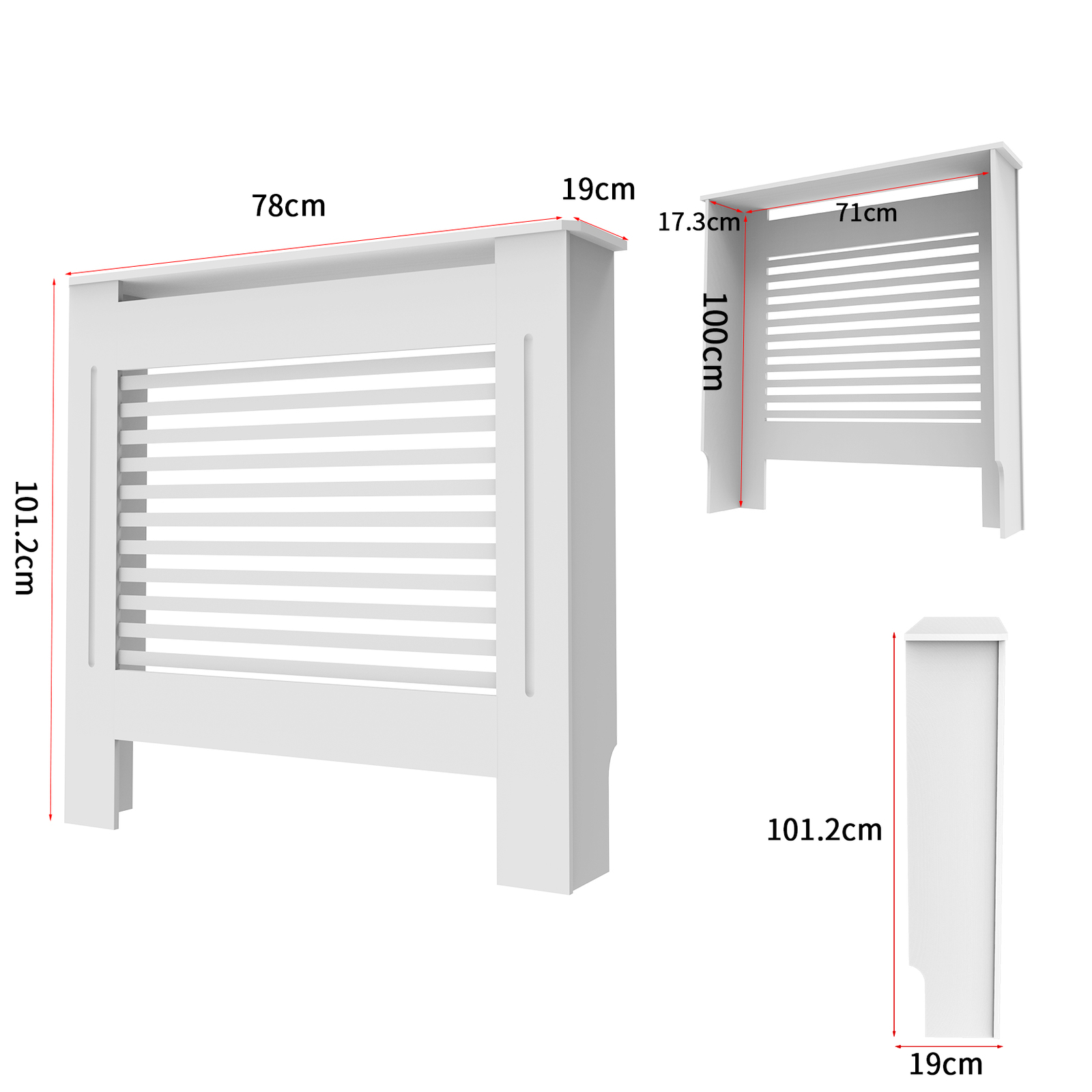 91/100cm Internal Radiator Cover MDF Modern Cabinet Slatted High ...