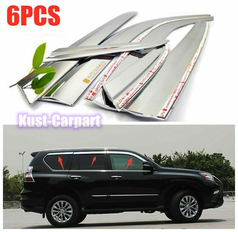 6pcs For Lexus GX460 2016-2020 Chrome Window Visor Vent Shades Sun Rain ...