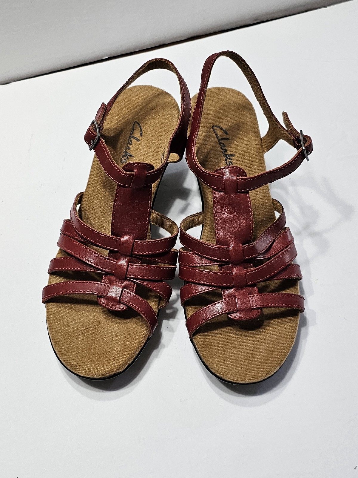 Clarks Red Leather Slingback Sandals Pumps 2.5 Heels… - Gem