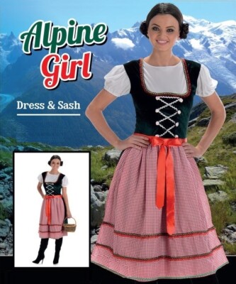 Cute Womens ALPINE GIRL COSTUME Karnival Oktoberfest Bavarian Gretel ...