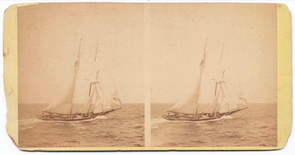 ORIG 1870 James Gordon Bennett Jr DAUNTLESS Yacht STEREOVIEW Photo vs ...