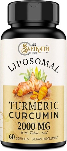 Liposomal Turmeric Curcumin Supplement 2000mg, 95% Standardized ...
