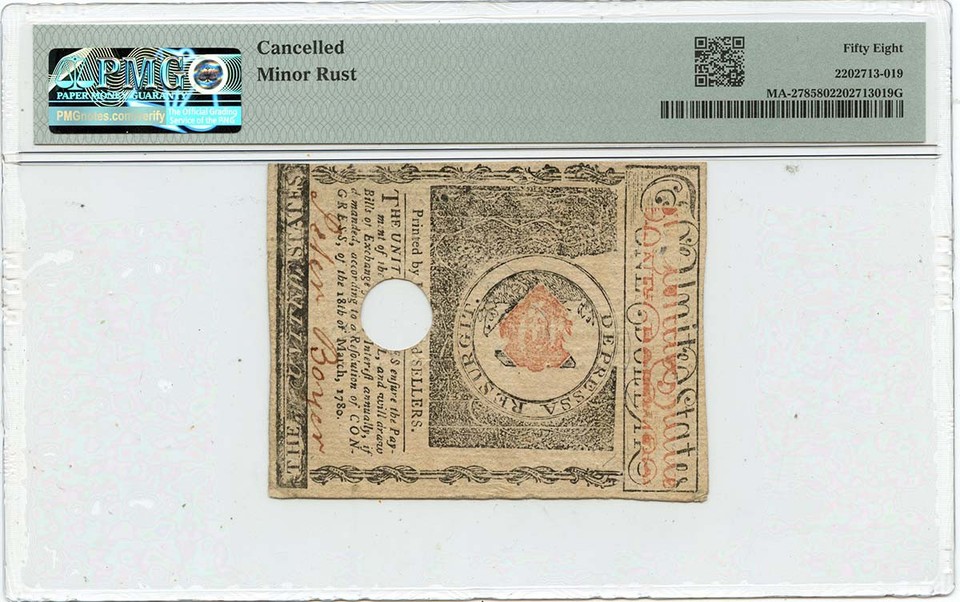 1780 May 5, $1 Massachusetts Colonial Note FR#MA-278 PMG AU58 | eBay