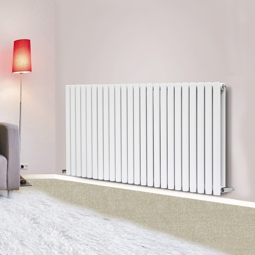 White Designer Double Panel Radiator Horizontal Oval Columns Rad 600 x ...