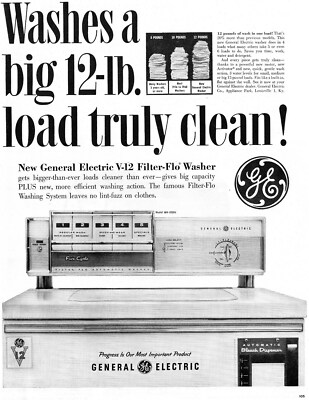 GE Washer Ad 1961, Vintage Washing Machine Ad, Vintage Laundry Room Ad ...