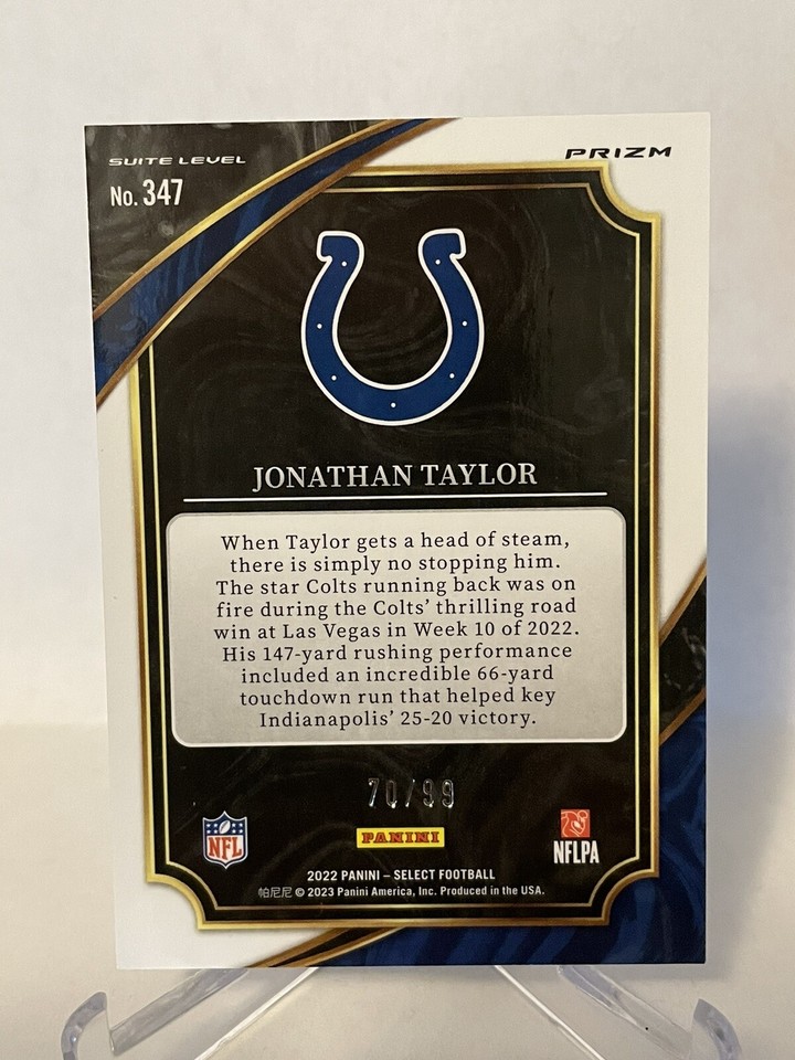 2022 Select Football Jonathan Taylor Suite Level Blue Prizm Color Match ...