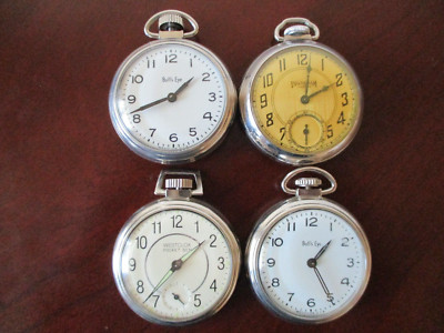 VINTAGE POCKET WATCH LOT(4) 3 WESTCLOX (POCKET BEN/BULLS EYE)+INGRAHAM ...