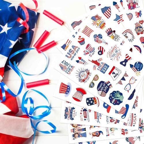 16 Sheets Patriotic Stickers for Kids Adults, Independence 4th of July ...