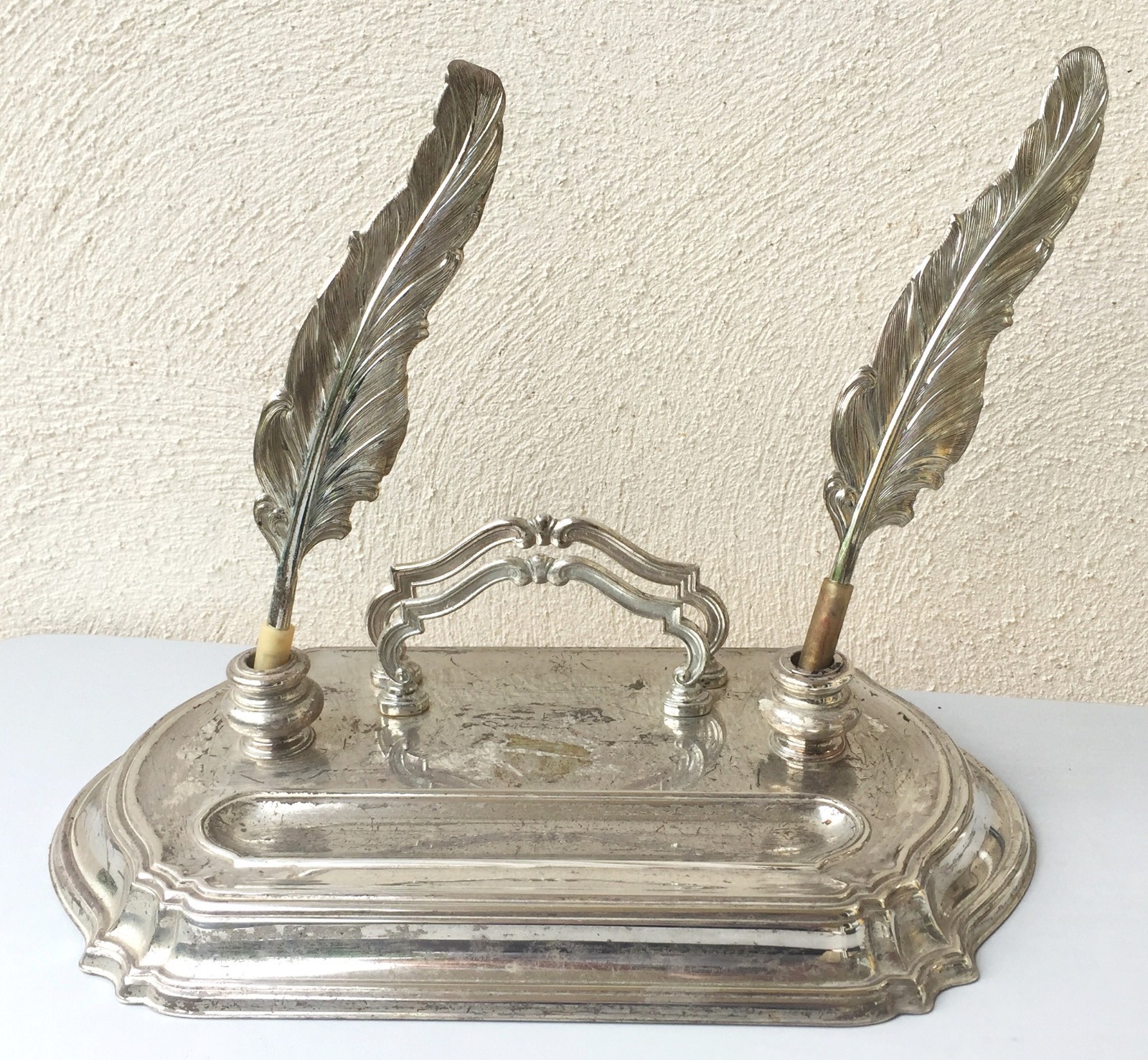 Alpadur, ancien encrier en métal argenté, alpaca inkwell | eBay