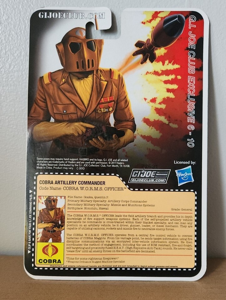 GI Joe Collectors Club exclusive WORMS Officer Action Figure | eBay