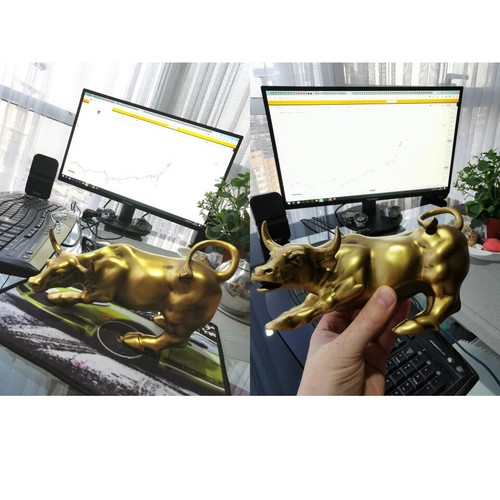 Miami Bitcoin Bull Statue Wall Street Bull Figure Model OX Home Desk ...