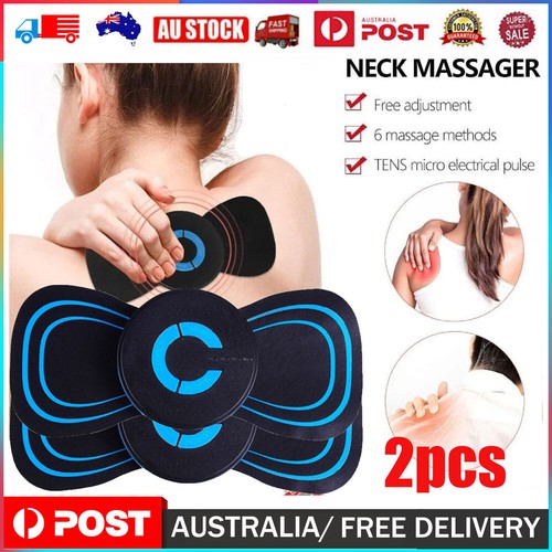 2x Portable Electric Neck Back Massager EMS Cervical Massage Patches ...