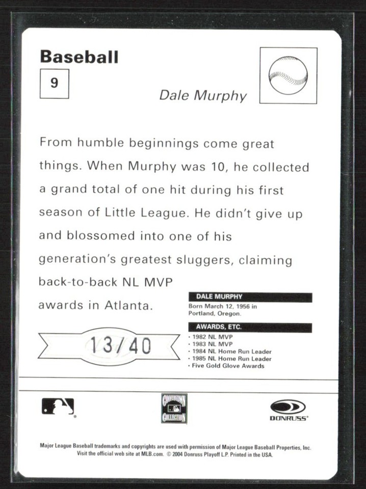 Dale Murphy 2005 Leaf Sportscasters White /40 #9 Atlanta Braves | eBay