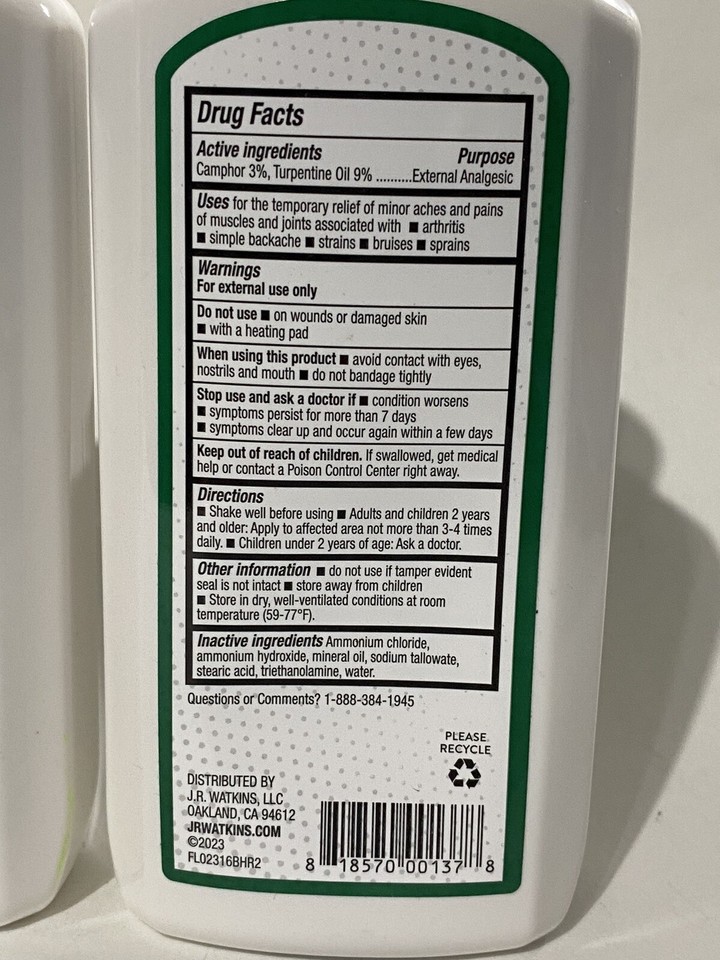 J.R. Watkins White Cream Liniment 11 Ounce - 2 pack - 01/2026 | eBay