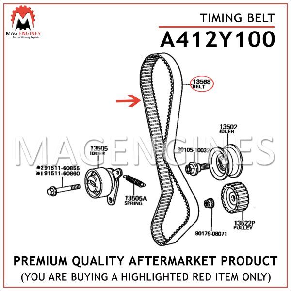 A412Y100 TIMING BELT TOYOTA 1GE 1GEU FOR CELICA CHASER SOARER SUPRA 2 ...