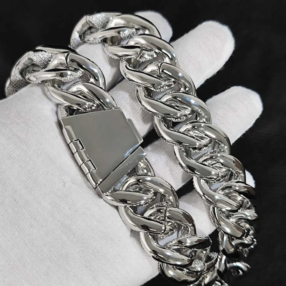 22mm Diamond Chain Men Bling Rapper Hip Hop Thick Cuban Link Necklace ...