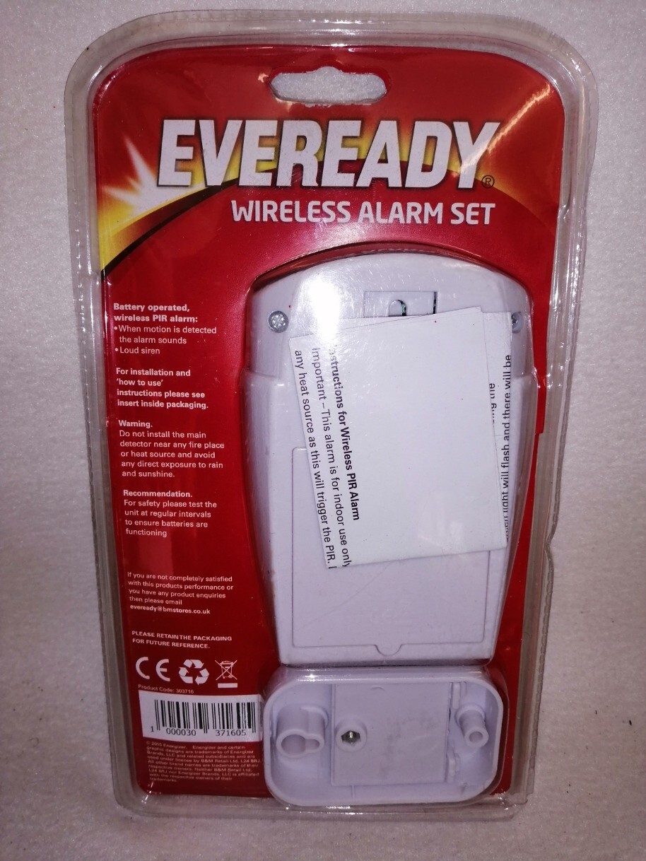 Eveready Battery Opreated Remote Control PIR Wireless Alarm Set Home ...