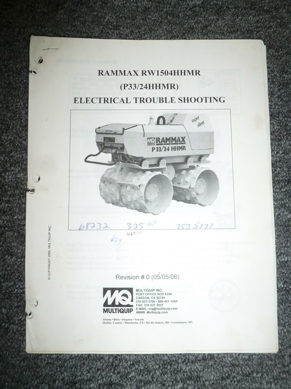 Multiquip MQ Rammax RW1504HHMR P33 24HHMR Electrical Wiring Diagram ...