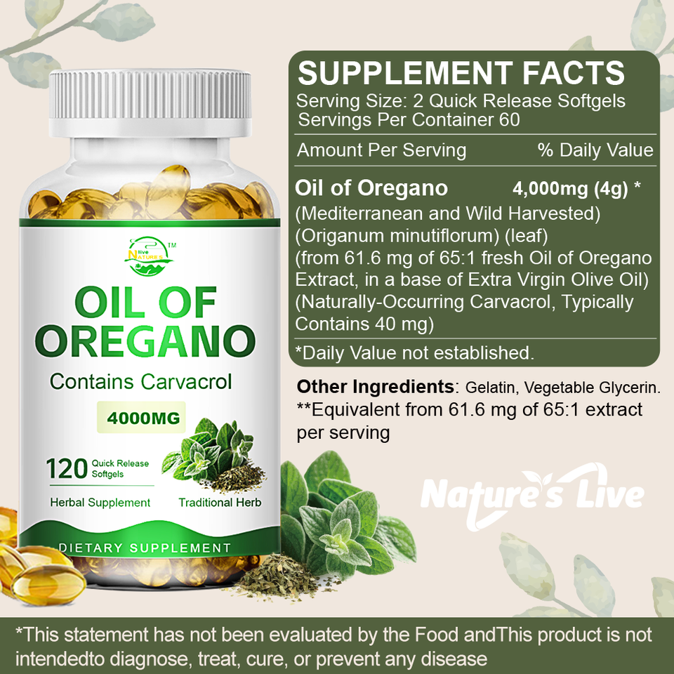Oil of Oregano Capsules-with Carvacrol Wild Harvested Mediterranean ...