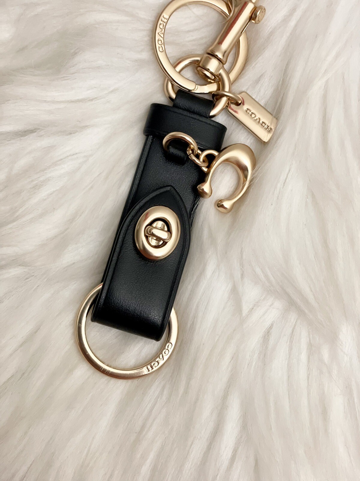 Coach Leather Trigger Snap Bag Charm Black Valet Key Ring Fob | eBay