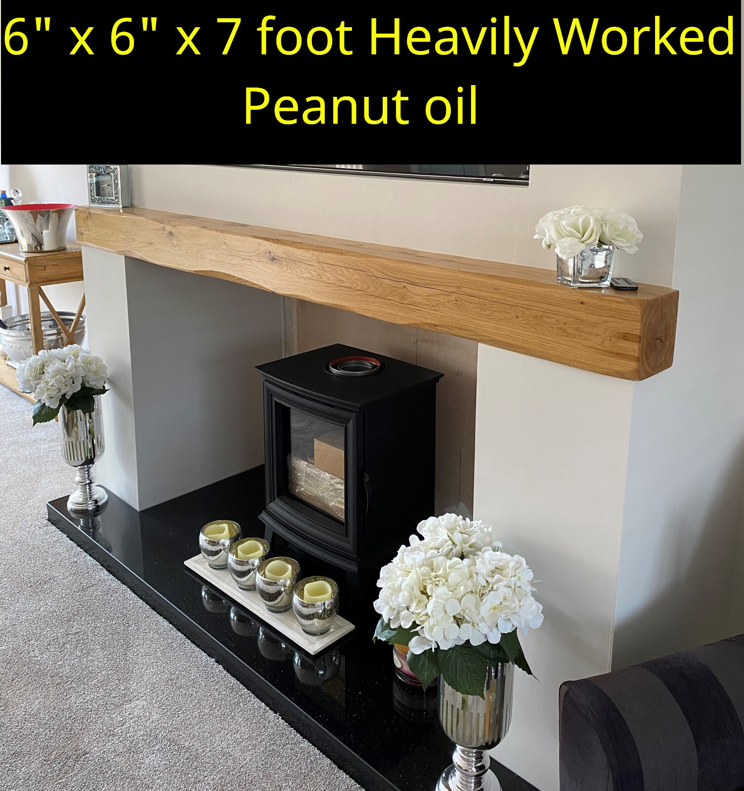 Solid Oak Beam Floating Shelf Mantle Piece Fire Place Surround Sanded ...