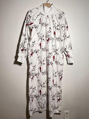 Vermont Country Store White Flannel Cardinal Mock Neck Long Nightgown ...