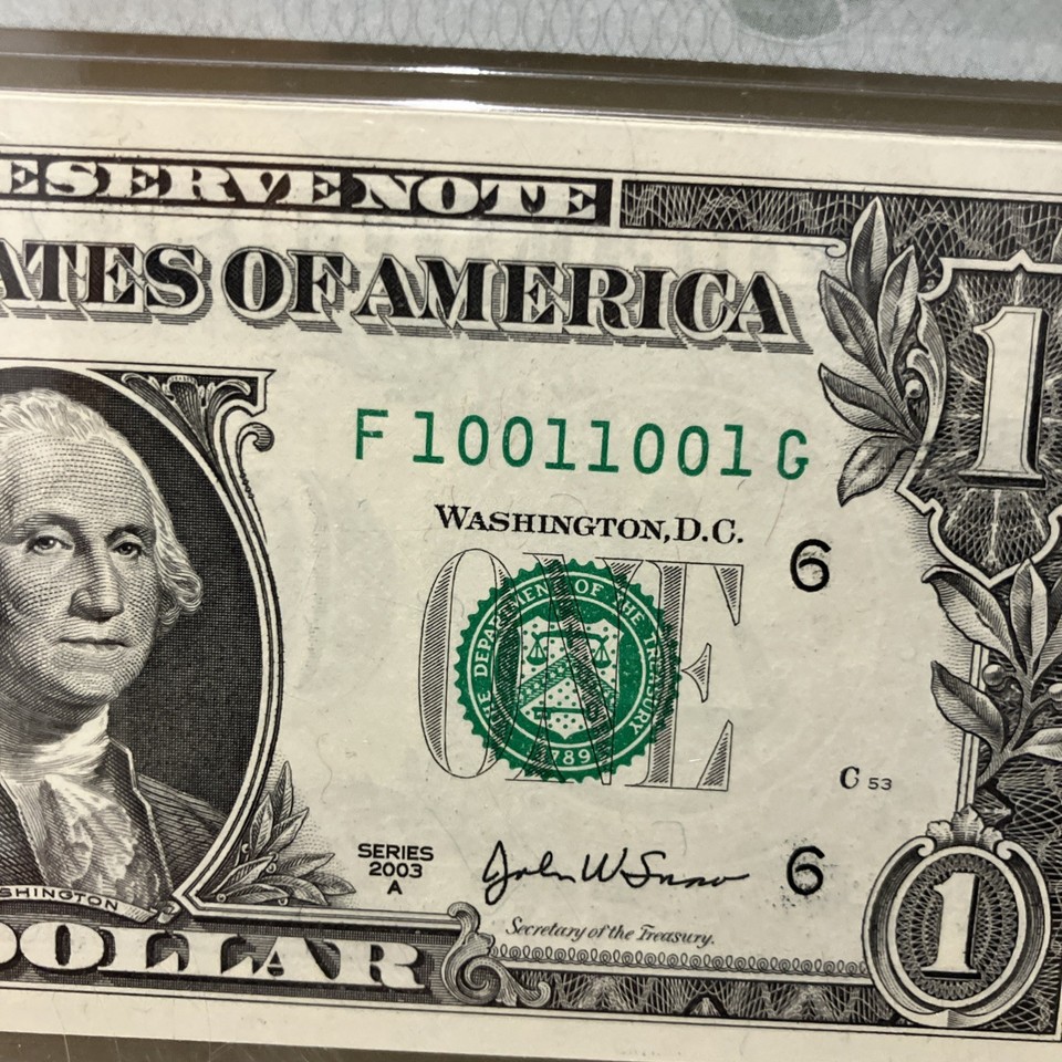 2003A $1 FRN PMG 67EPQ - Binary-Radar-Repeater-Rotator Serial Number ...