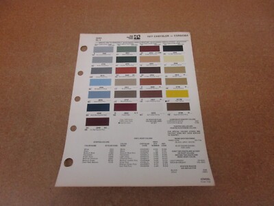 1977 Chrysler car exterior paint color chip chart sample code New ...