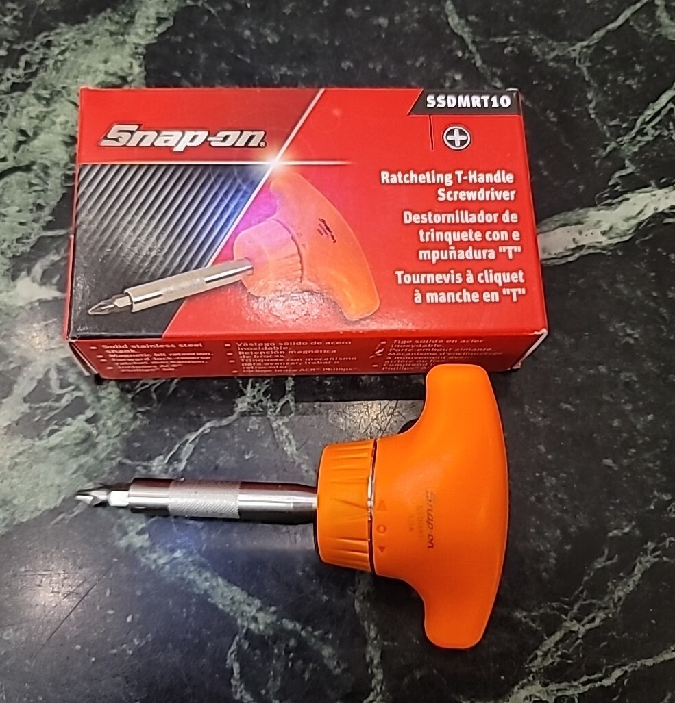NEW Snap-on T-HANDLE Ratcheting Screwdriver SHORT STUBBY SSDMRT1R ...