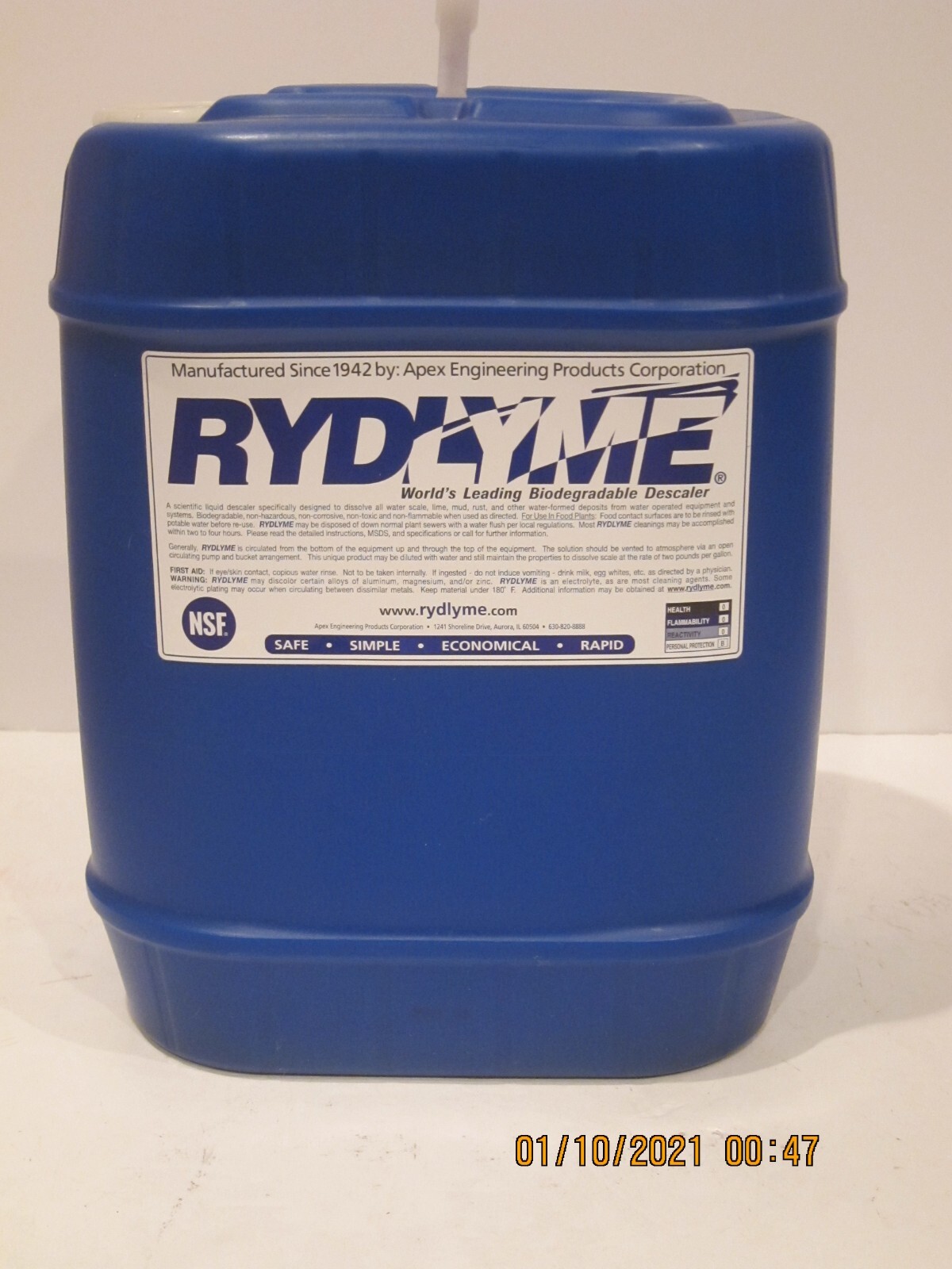 RYDLYME 5 GALLON JUG BIODEGRADABLE DESCALER BRAND NEW SEALED JUG-EXP=03 ...