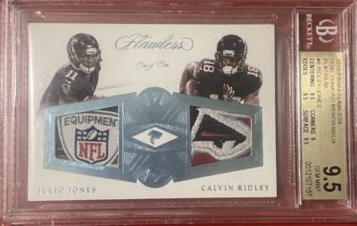 2018 Panini Flawless Julio Jones Calvin Ridley NFL SHIELD LOGO PATCH 1/ ...