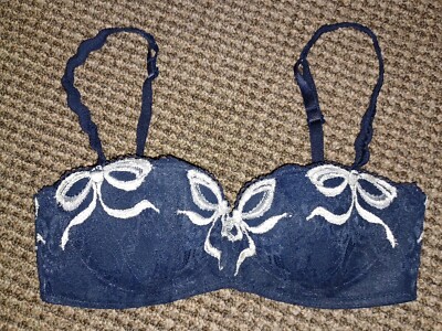 Rare Victoria's Secret Chantal Thomass Bra 36C Vintage Navy White Lace ...