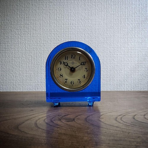 Seiko Uranium Glass Material Table Clock Blue Color Showa Retro From ...