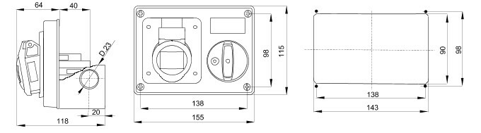 Gewiss 32Amp 415V 5 PIN Red IP44 Interlocked Switch Socket 3p+N+E ...