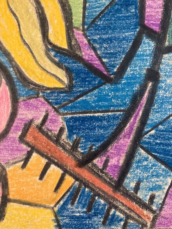 Very Beautiful Drawing Flower Rake Color Pencil Plant Paper 1950 ...
