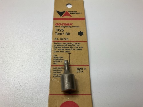 Vermont American 15725 1/4" Drive, TX25 Torx Bit - MADE IN USA | eBay