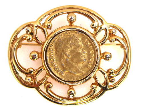 Vintage Emperor Napoleon Faux Coin Brooch Pin | eBay