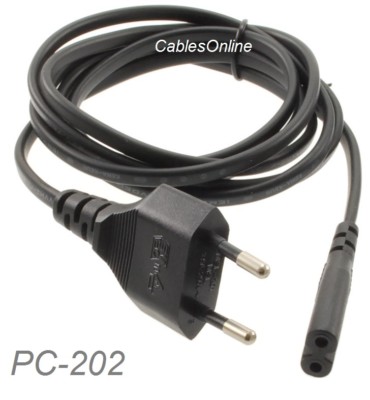 6ft 2Prong Figure8 Replacement European Non-Polarized Computer Power ...