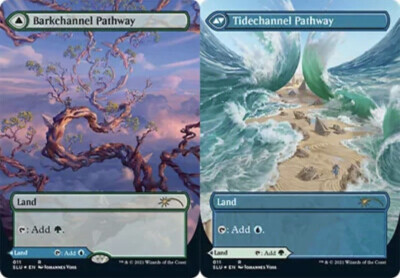 mtg magic Barkchannel Tidechannel Pathway FOIL extended borderless ...