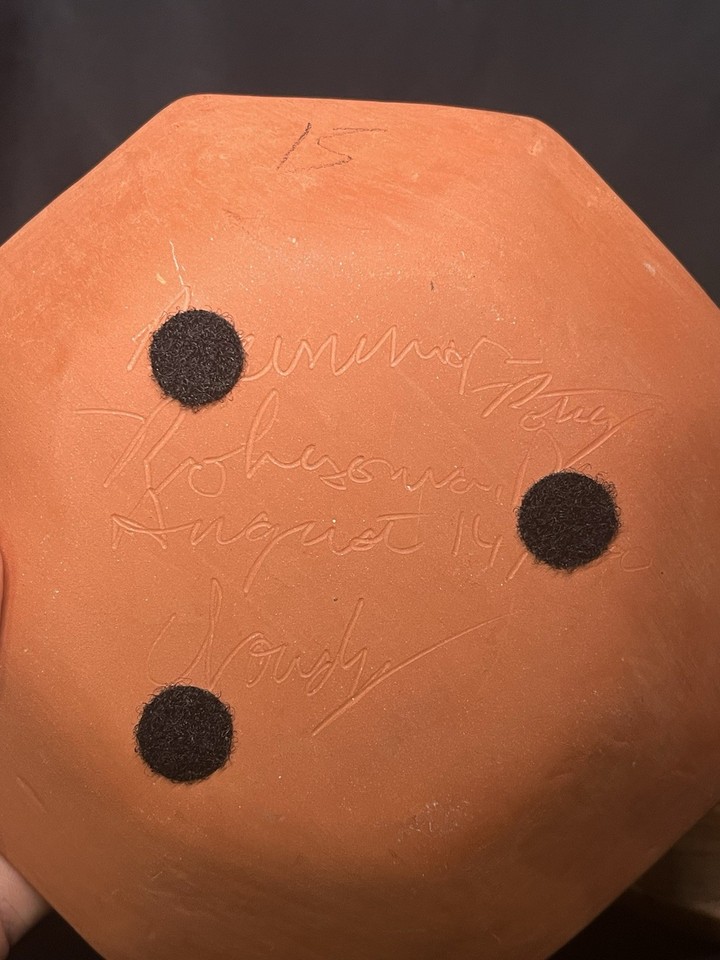 Breininger Pottery Glazed Folk Art Redware Plate, 2000, 6-3/4" Signed ...