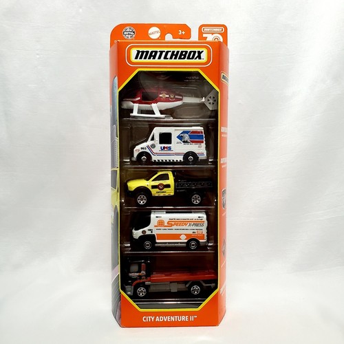 2022 MATCHBOX - CITY ADVENTURE II - 5 PACK 1:64 HELICOPTER MAIL TRUCK ...