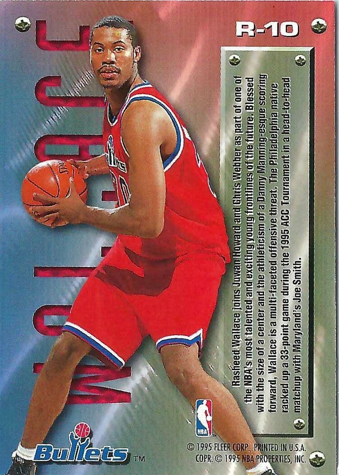 1995-96 Fleer Metal Rookie Roll Call Rasheed Wallace -Washington ...