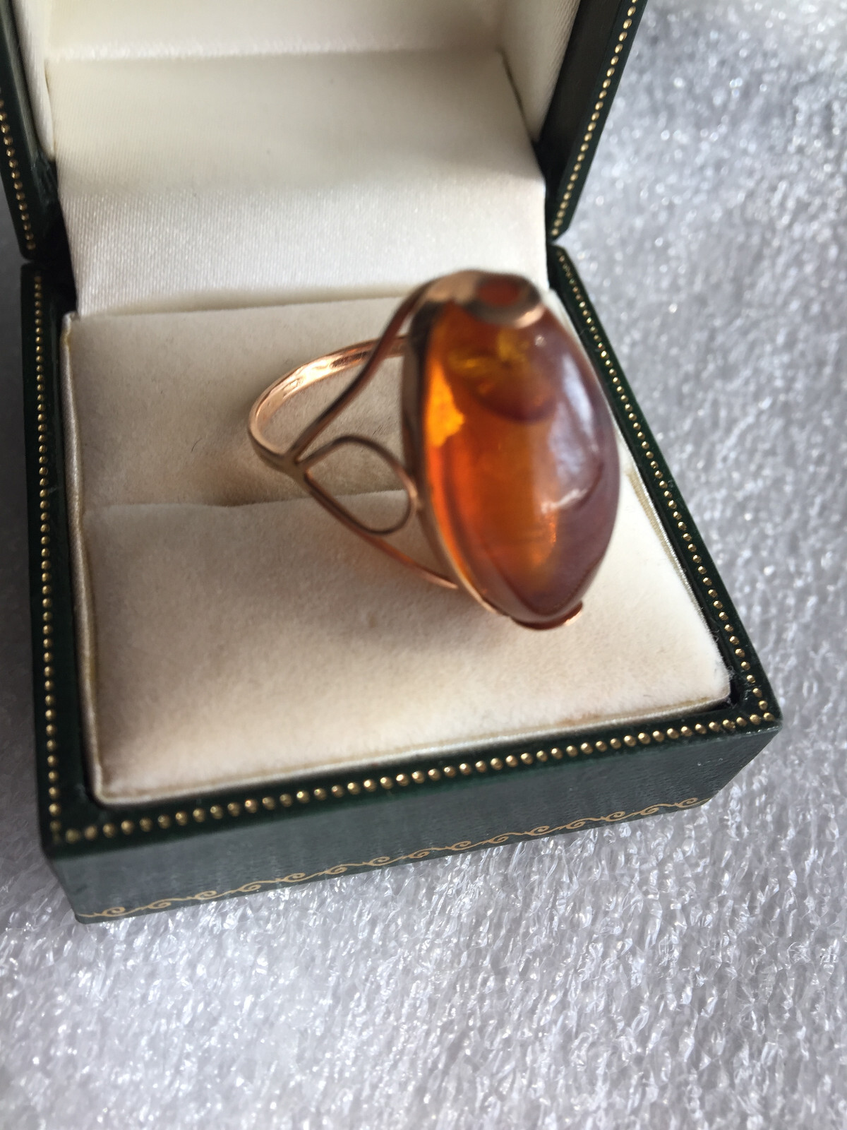 Ring Gold Vintage USSR Soviet 583 or 14K USSR Amber B… - Gem