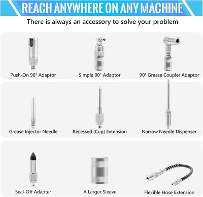 9 PCS Grease Gun Couplers, Quick Connect Greasing Accessory Kit with ...