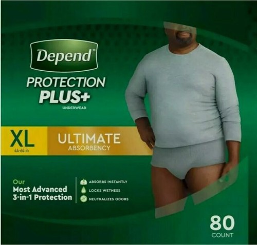 Depend Protection Plus+ Men's Underwear - Ultimate Absorbency, XL, Pack ...